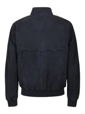 BARACUTA Suede Bomber Jacket - Blue