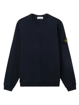 Stone Island Crew Neck Sweater With Logo Detail - Blue