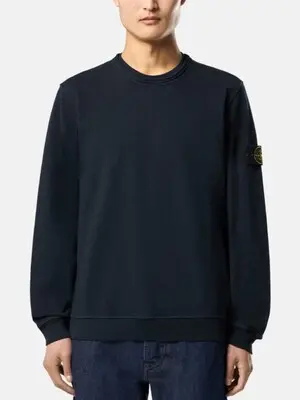 Stone Island Crew Neck Sweater With Logo Detail - Blue