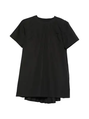 Sacai Cotton Mini Dress With Pleated Back
