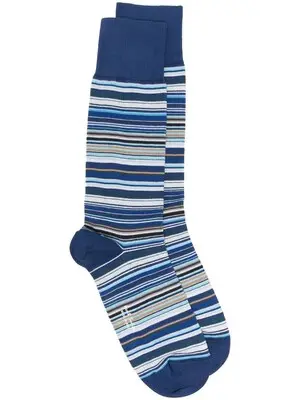 Paul Smith Striped Crew Socks - Blue