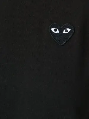 Play Comme Des Garcon Cotton T-shirt With Appliqué Heart Logo - Black