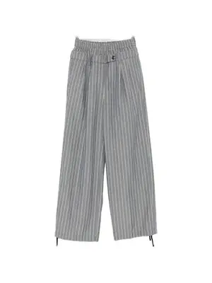 WHITE SAND Pinstriped Linen Blend Trousers