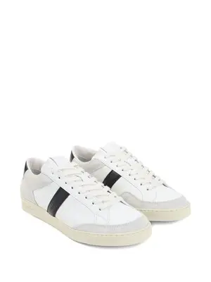 TOM FORD Leather Sneakers With Cream Stripe Panel - White