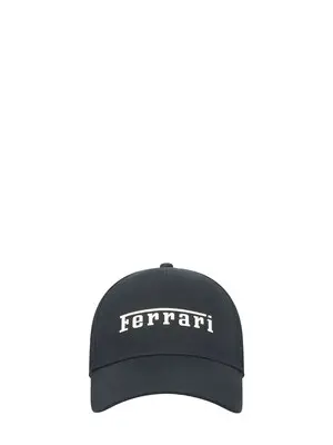 FERRARI Cotton Baseball Cap With Embossed Logo - Black