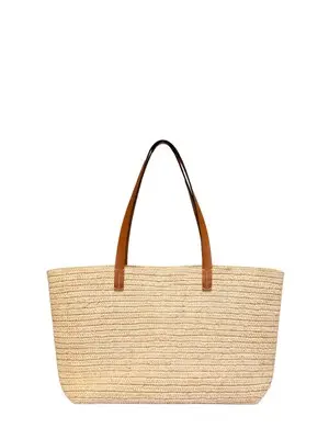 Manebí Straw Tote Bag With Leather Straps And Tag