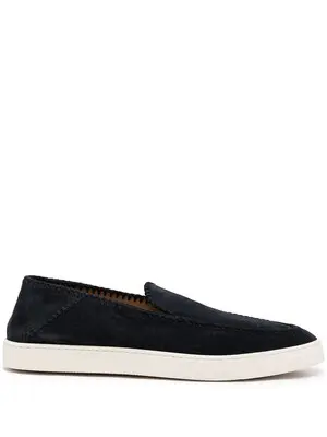 Giorgio Armani Leather Slip-on Sneakers - Blue