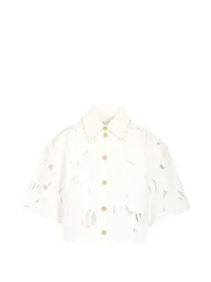 Zimmermann Mahon Cropped Cotton Shirt - White