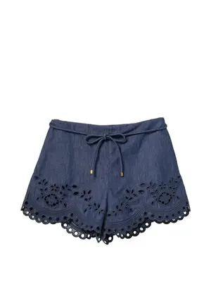 Zimmermann Mahon Denim Shorts With Eyelet Detail