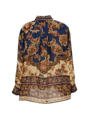 Zimmermann Aster Silk Printed Shirt - Blue