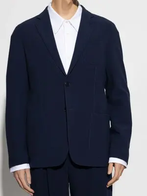 Giorgio Armani Textured Wool Jacket With Notched Lapels