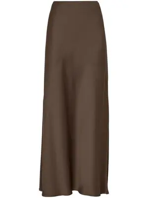 Brunello Cucinelli Cady Maxi Skirt With Side Slits - Brown