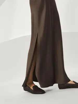 Brunello Cucinelli Cady Maxi Skirt With Side Slits - Brown