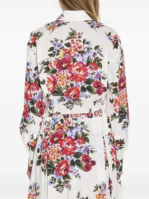 Dolce & Gabbana Floral Print Cotton Shirt With Front Knot Detail