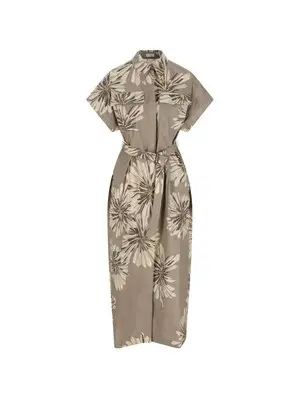Brunello Cucinelli Printed Cotton Shirt Dress