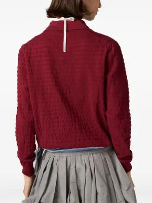 Miu Miu Textured Cotton Polo Shirt - Red
