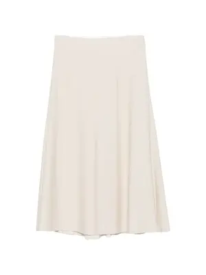 Brunello Cucinelli Wool Blend A-line Midi Skirt - Beige