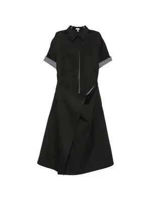 Loewe Cotton And Silk Long Dress With Check Pattern