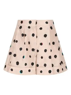 Fendi Polka Dot Silk Shorts - White
