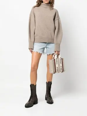 Chloé Woody Small Linen Tote Bag - Brown