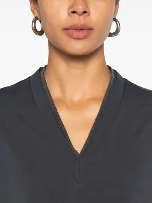 Brunello Cucinelli Cotton T-shirt With Monili Trim