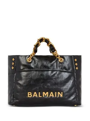 Balmain 1945 Leather Tote Bag With Chain Detail