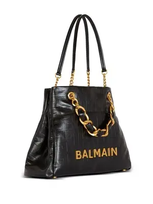 Balmain 1945 Leather Tote Bag With Chain Detail