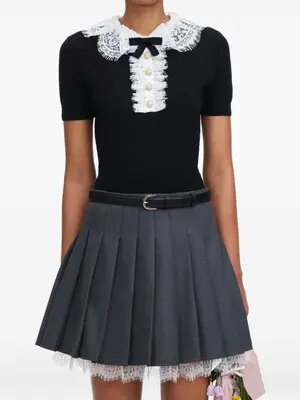 SELF-PORTRAIT Lace Collar Knit Top