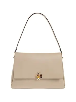 Tory Burch Charlie Large Leather Shoulder Bag - Grey