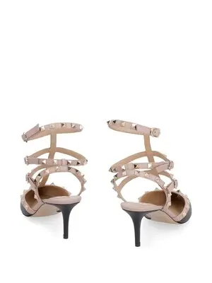 Valentino Garavani Rockstud Leather Pumps With Gold-tone Studs - Black