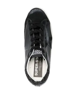 GOLDEN GOOSE Super-star Leather Sneakers With Glitter Accents