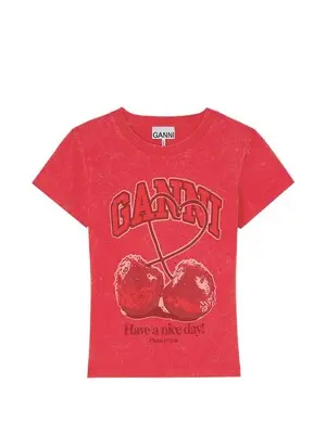 GANNI Printed Cotton T-shirt