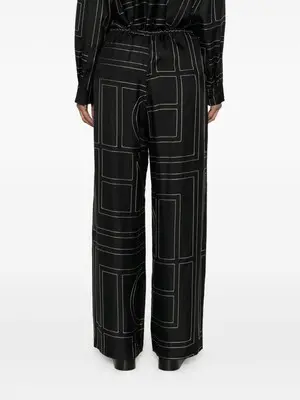 TOTEME Monogram Silk Pajama Trousers - Black