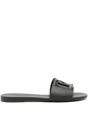 Dolce & Gabbana Dg Logo Flat Sandals - Black