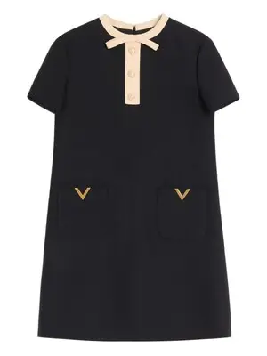Valentino Garavani Wool And Silk Blend Dress With Bow Detail - Black
