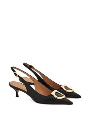 FERRAGAMO Gancini Leather Slingback Pumps - Black