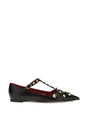 Valentino Garavani Studded Leather Ballet Flats - Black