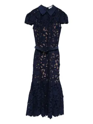 SELF-PORTRAIT Lace Midi Dress With Removable Belt
