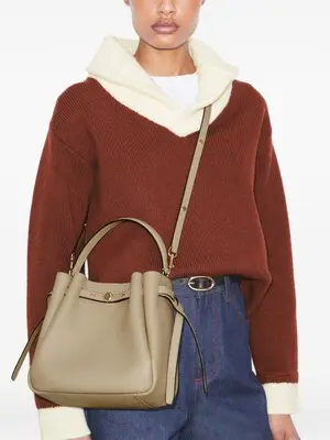 Tory Burch Romy Leather Bucket Bag - Grey