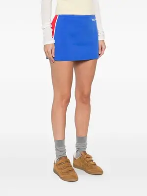 Miu Miu Nylon Mini Skirt With Side Stripe And Logo