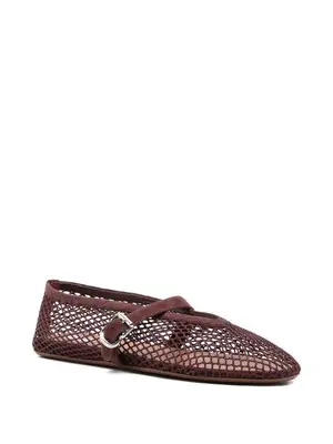 Alaïa Fishnet Ballet Flats With Buckle Fastening