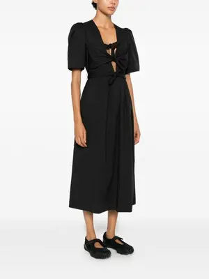 GANNI Organic Cotton Midi Dress - Black