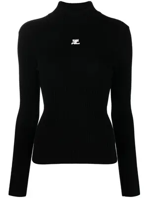 COURREGES Logo Knit Roll Neck Sweater