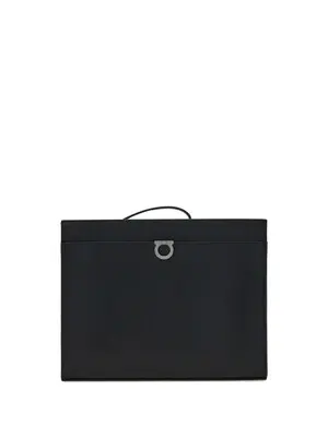 FERRAGAMO Gancini Leather Pouch - Black
