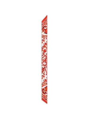 Dolce & Gabbana Maiolica Print Silk Foulard - Orange