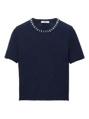 Prada Cashmere Crewneck Sweater With Jewel Embellishments