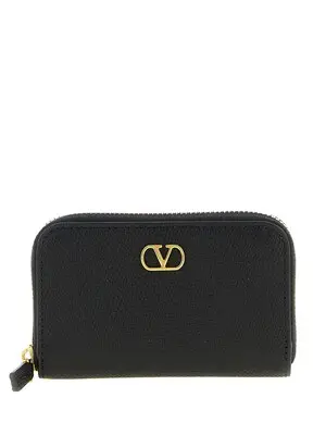 Valentino Garavani Vlogo Signature Leather Wallet - Black
