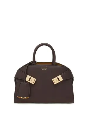 FERRAGAMO Hug Mini Leather Handbag - Brown