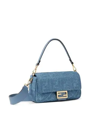 Fendi Baguette Embroidered Raffia Shoulder Bag