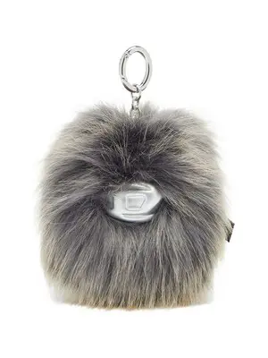 DIESEL® Faux Fur Charm With Oval D Logo Plaque - Grey